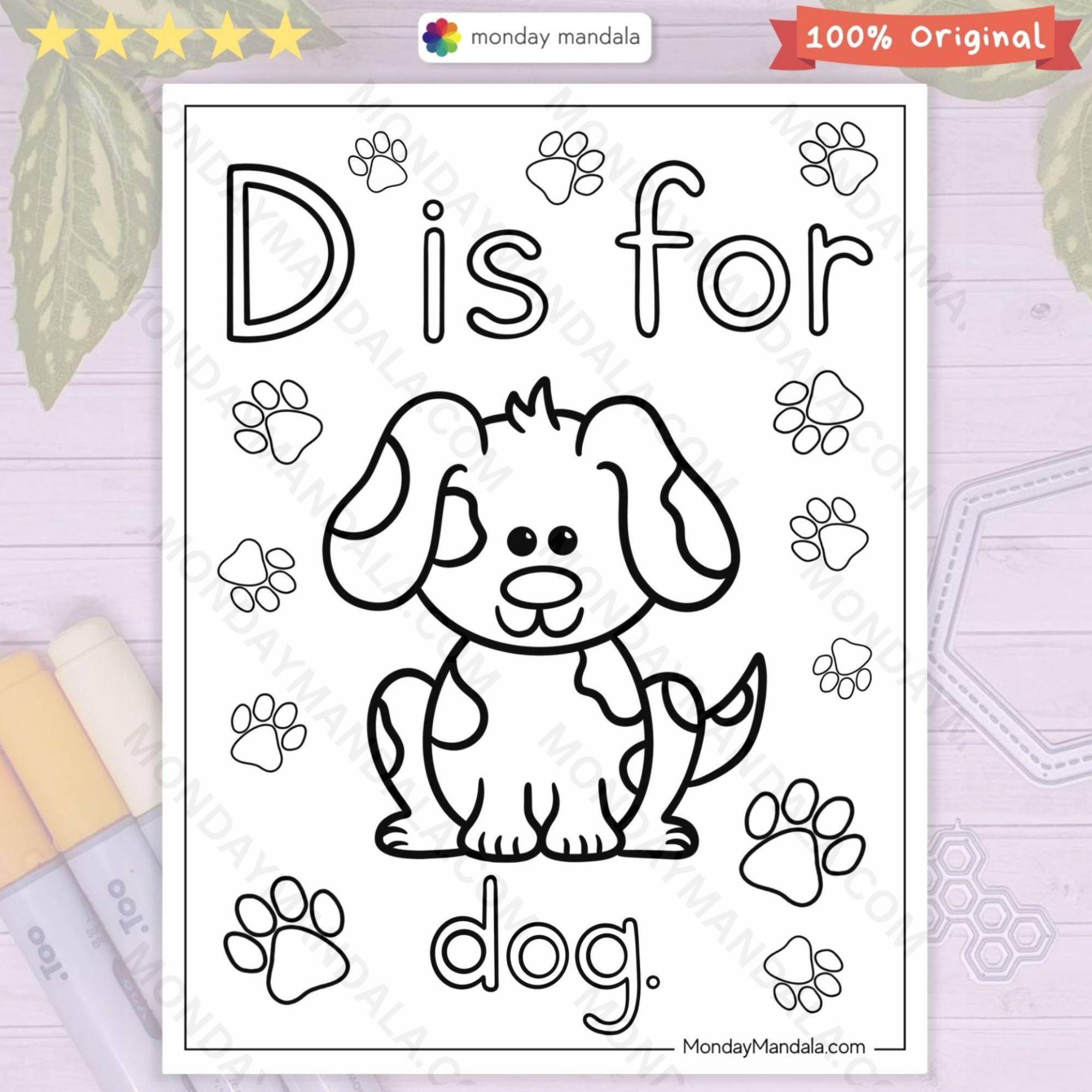 Letter D Coloring Book Alphabet Coloring Pages Kids Coloring Bundle ...