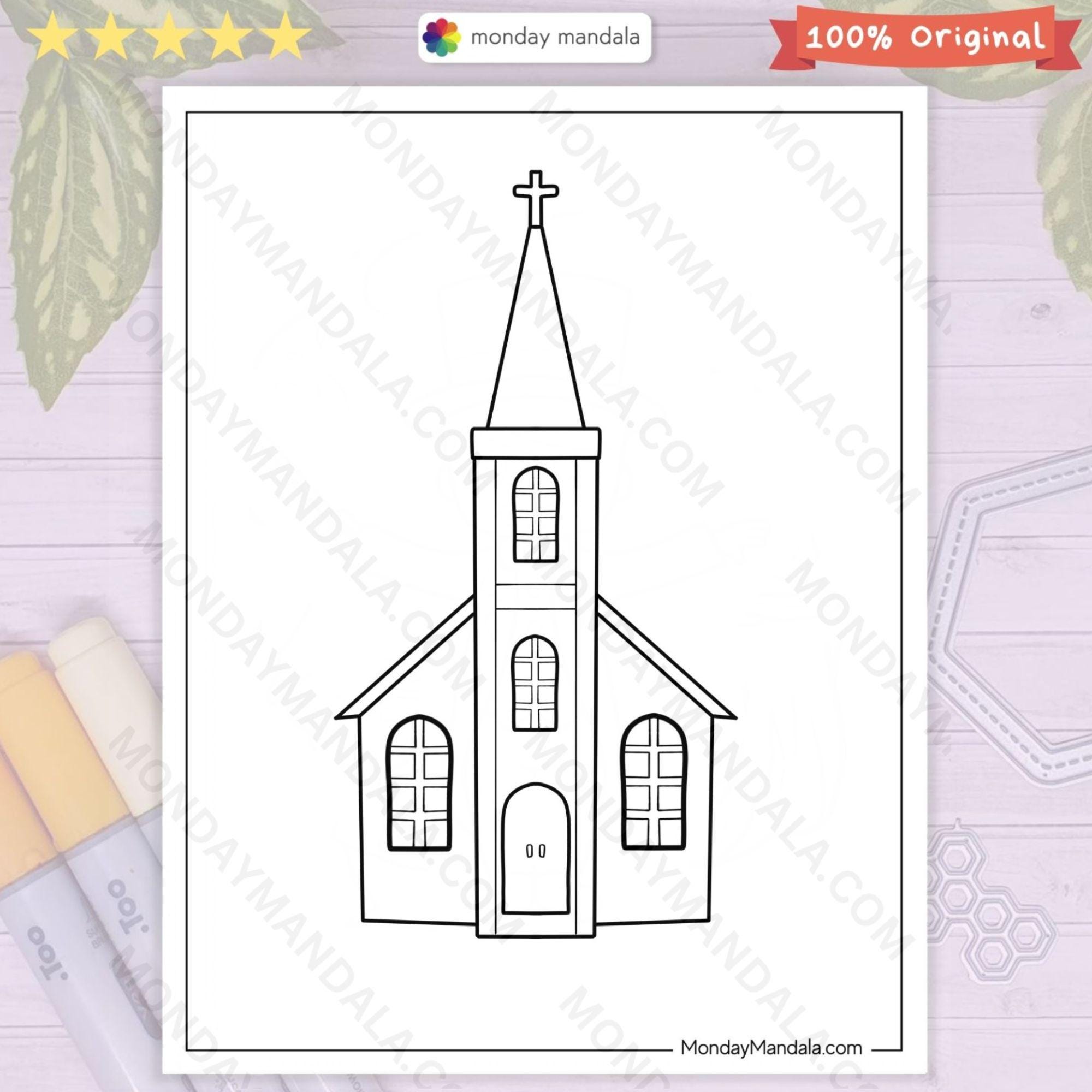 Church Coloring Book Religion Coloring Page Jesus Coloring Sheet Kids ...