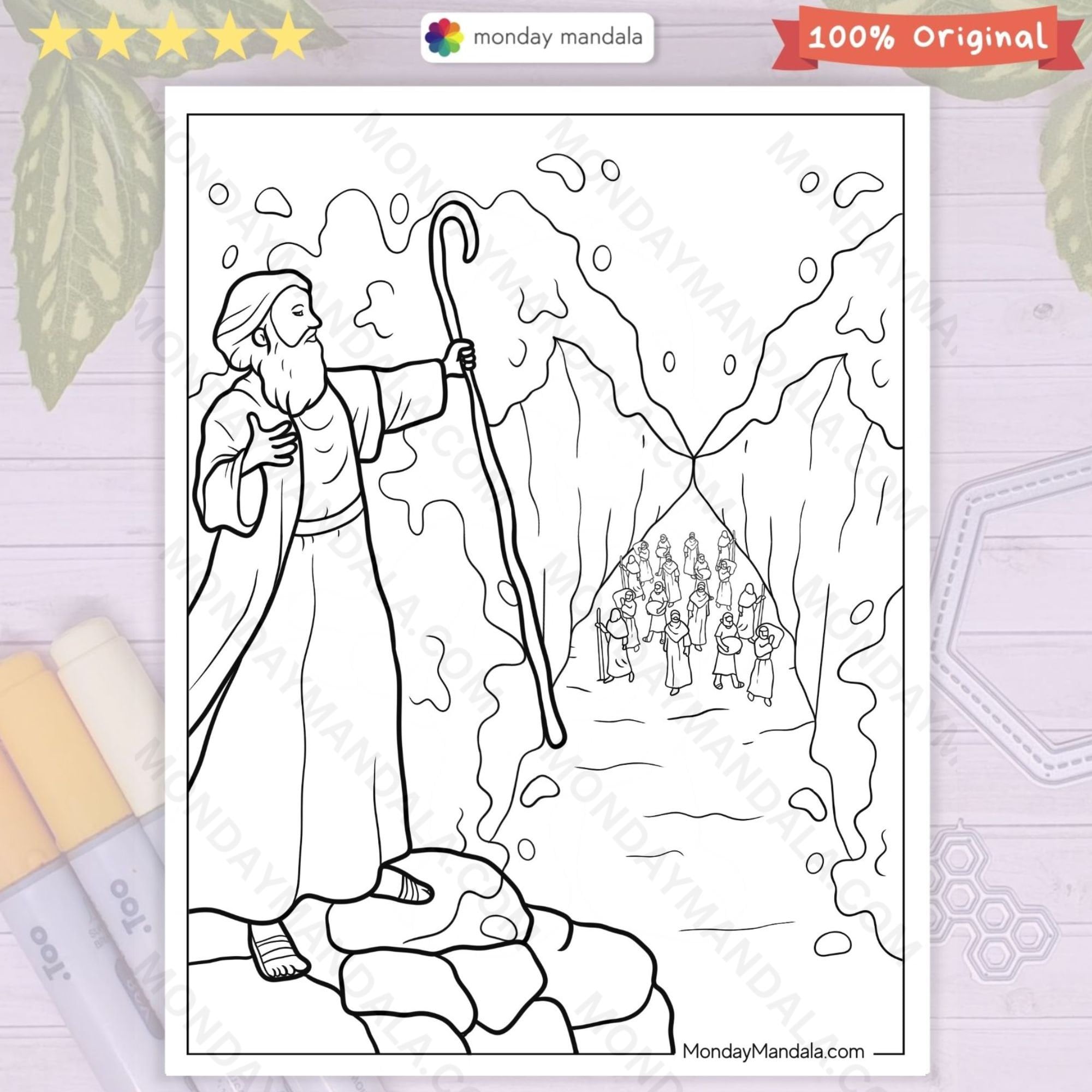 Moses Coloring Book Instant Download Coloring Page Kids Printable PDF ...
