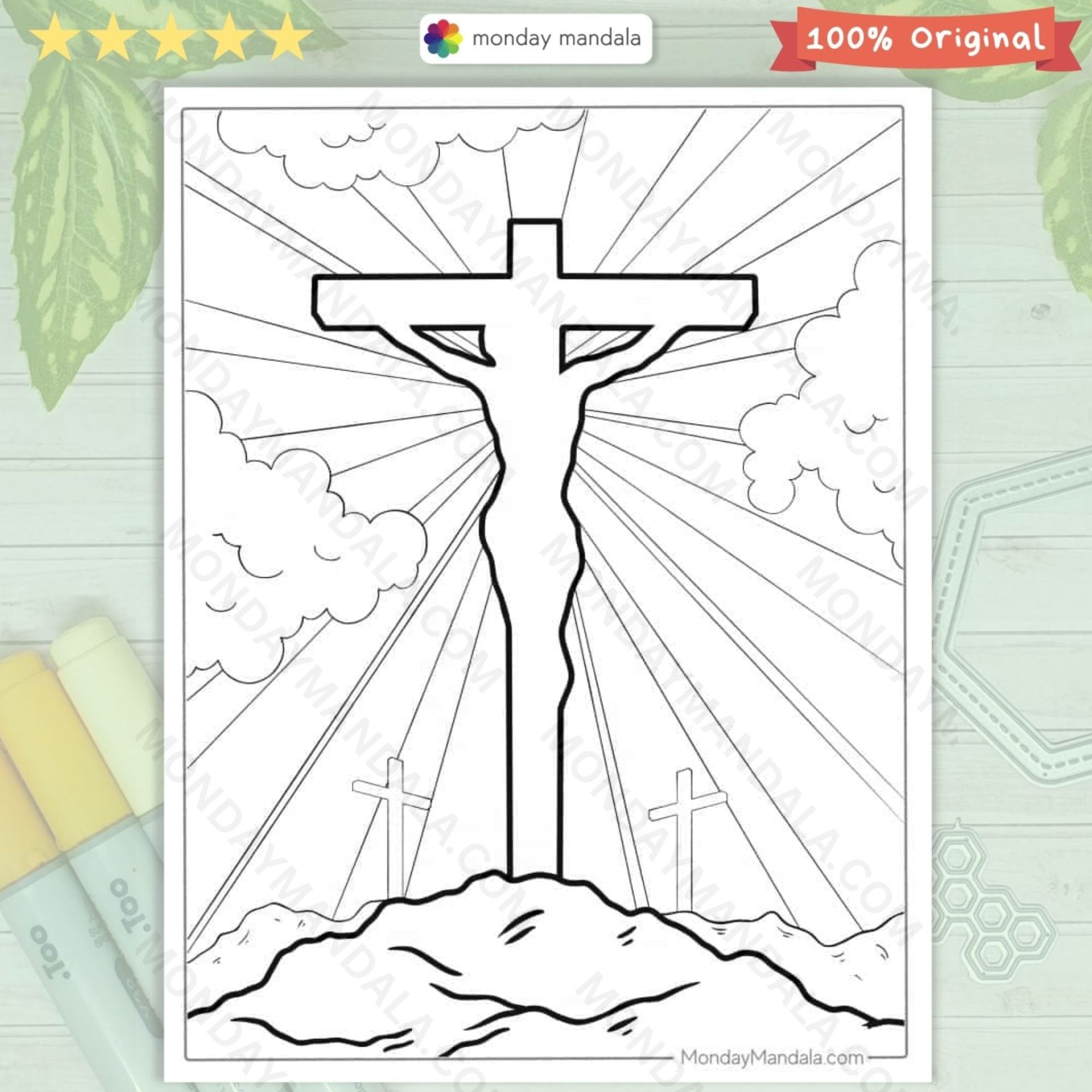 Cross Coloring Book Jesus Coloring Page Kids Printable PDF Religion ...