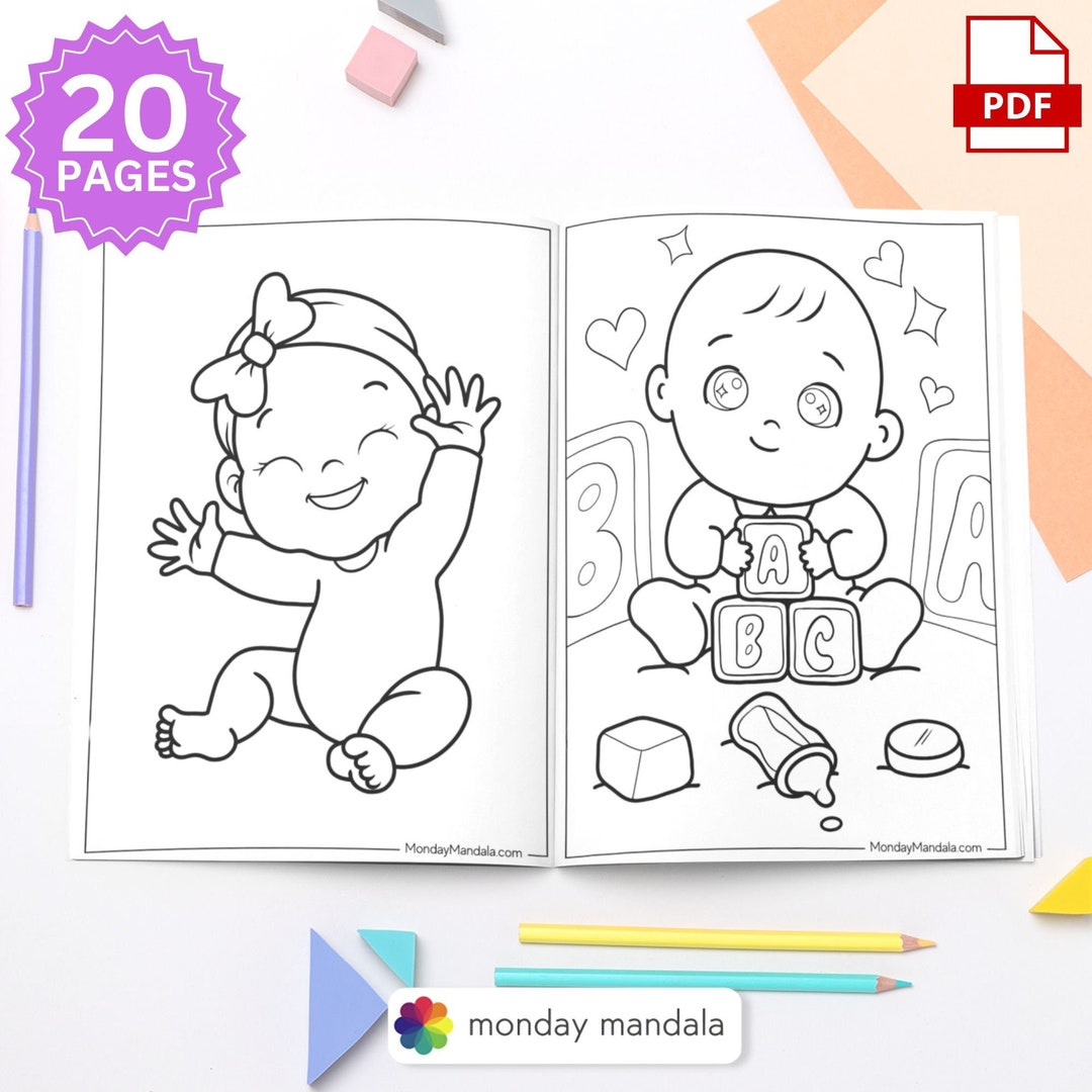 Baby Coloring Book Kids Cute Coloring Sheet Printable PDF Infant ...