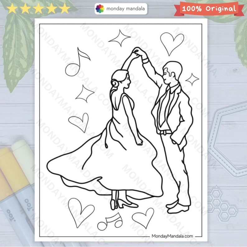 Dancing Coloring Book Easy Dancer Coloring Sheet Kids Printable PDF ...