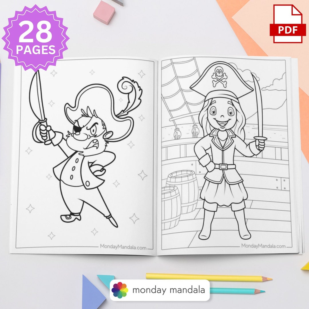 Pirate Coloring Book Kids Coloring Sheet Treasure Printable PDF Ship ...