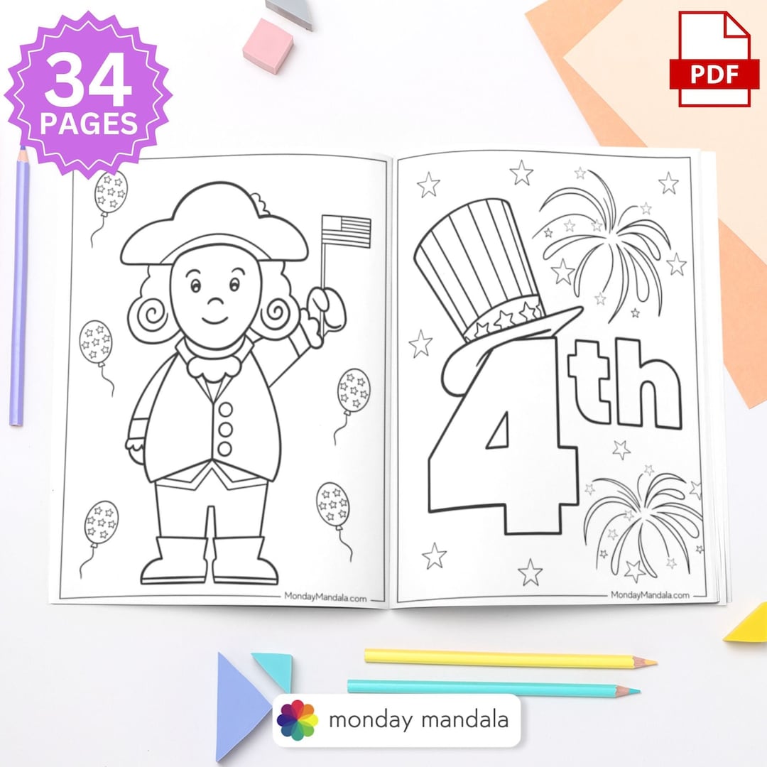 4th of July Coloring Book Kids Coloring Sheet Independence Day ...