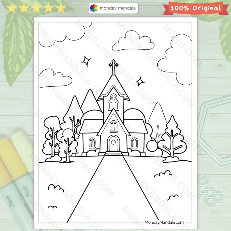 Church Coloring Book Religion Coloring Page Jesus Coloring Sheet Kids ...