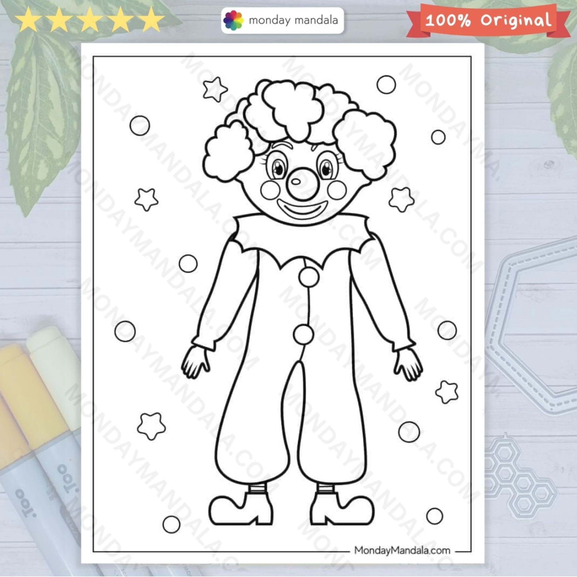 Clown Coloring Book Birthday Coloring Sheet Kids Printable PDF Funny ...
