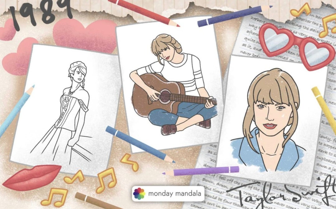19-page Taylor Swift Coloring Pages Downloadable Printable Perfect for ...