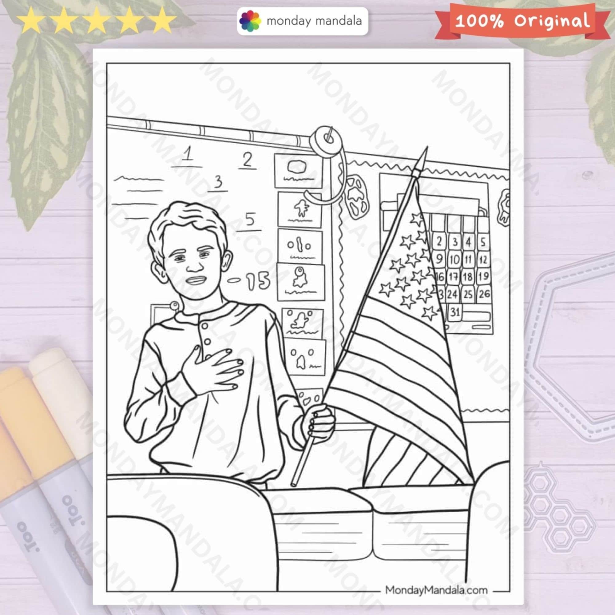 American Flag Coloring Page Printable US Flag Coloring Sheet for Kids ...