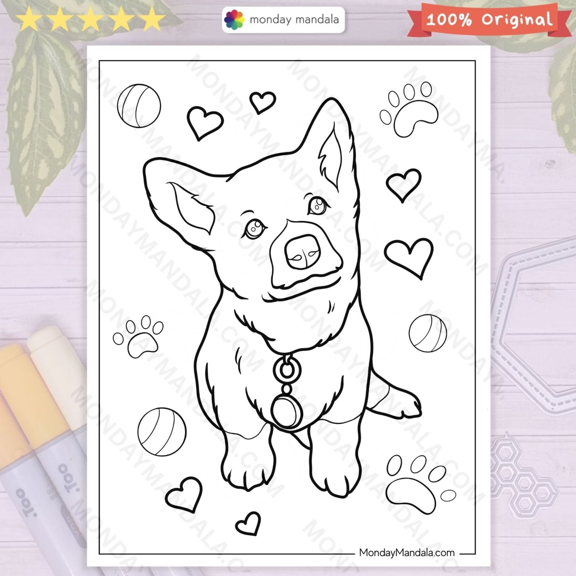 Corgi Coloring Book Printable PDF Kids Coloring Sheet Digital Download ...