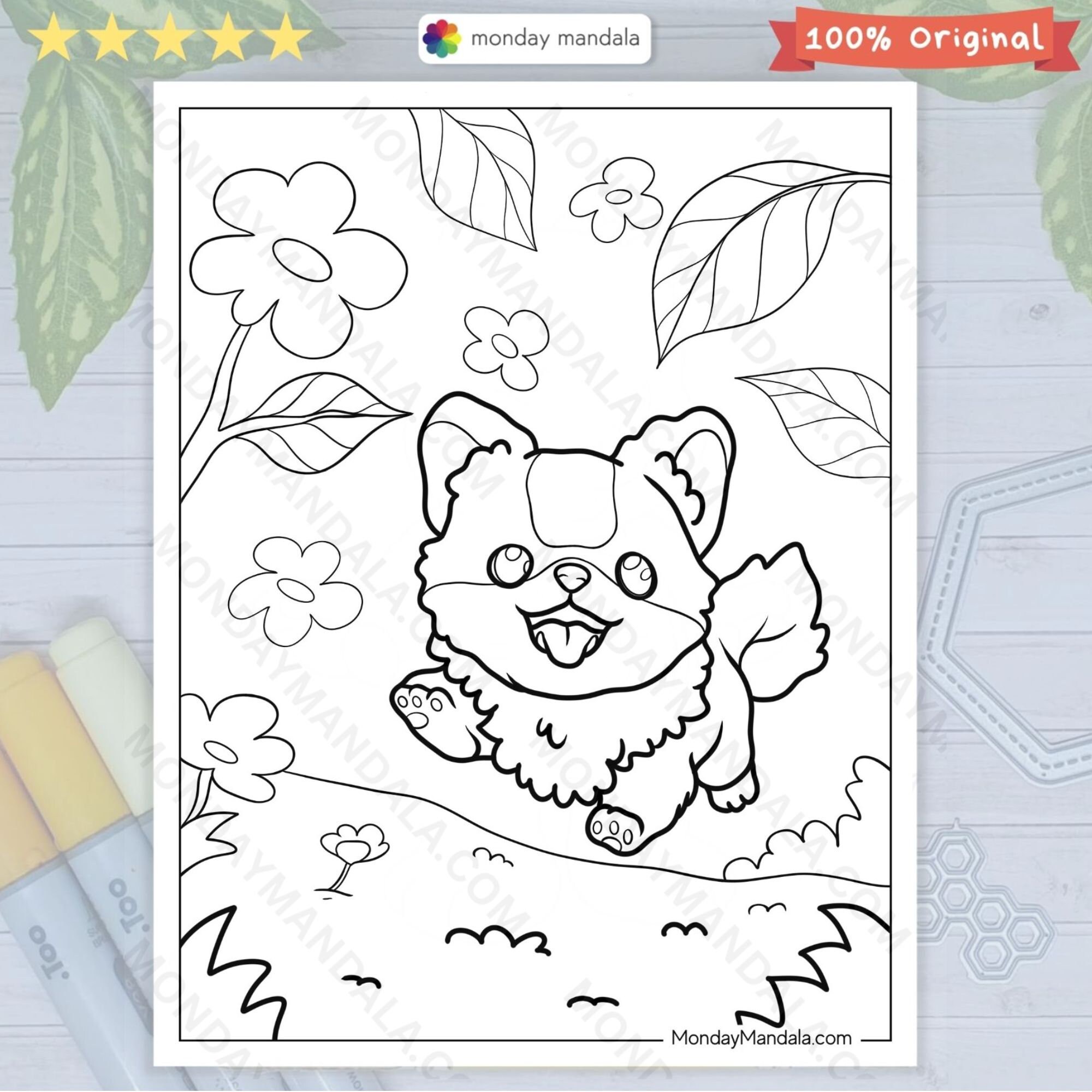 Corgi Coloring Book Printable PDF Kids Coloring Sheet Digital Download ...