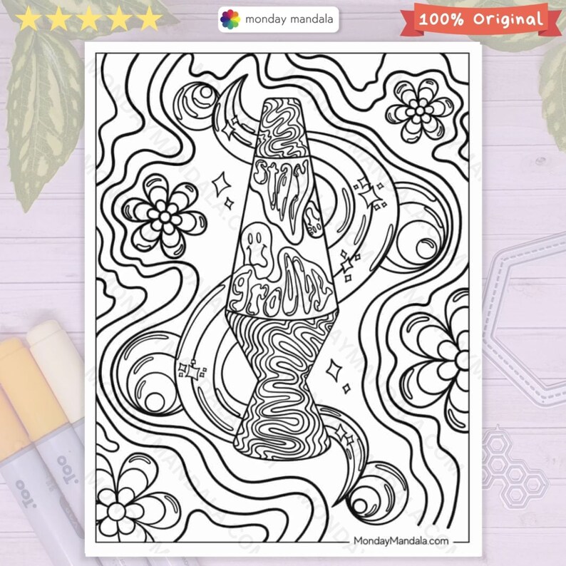 Trippy Coloring Book Adults Coloring Pages Greyscale PDF Intermediate ...