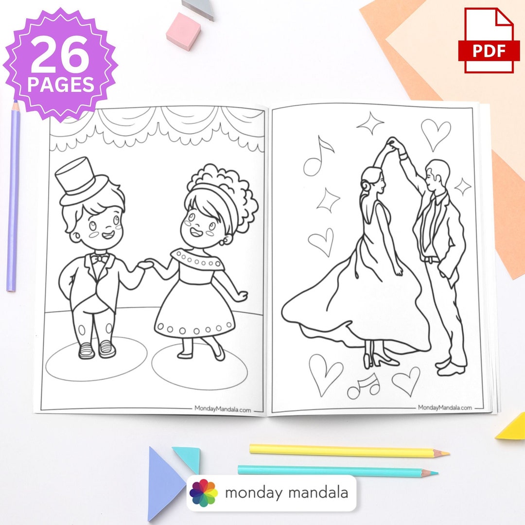 Dancing Coloring Book Easy Dancer Coloring Sheet Kids Printable PDF ...