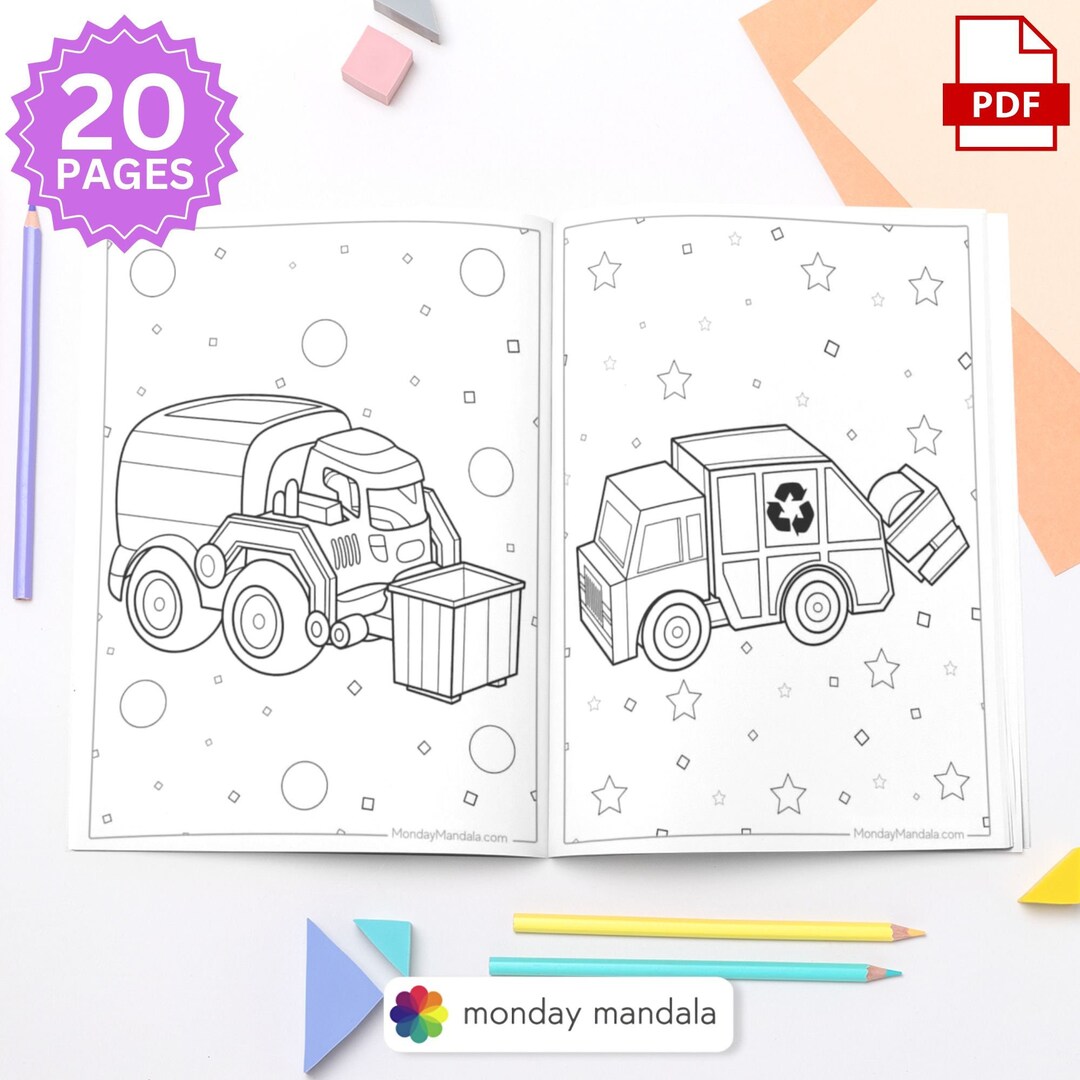 Garbage Truck Coloring Book Easy Cars Coloring Sheet Boys Printable ...