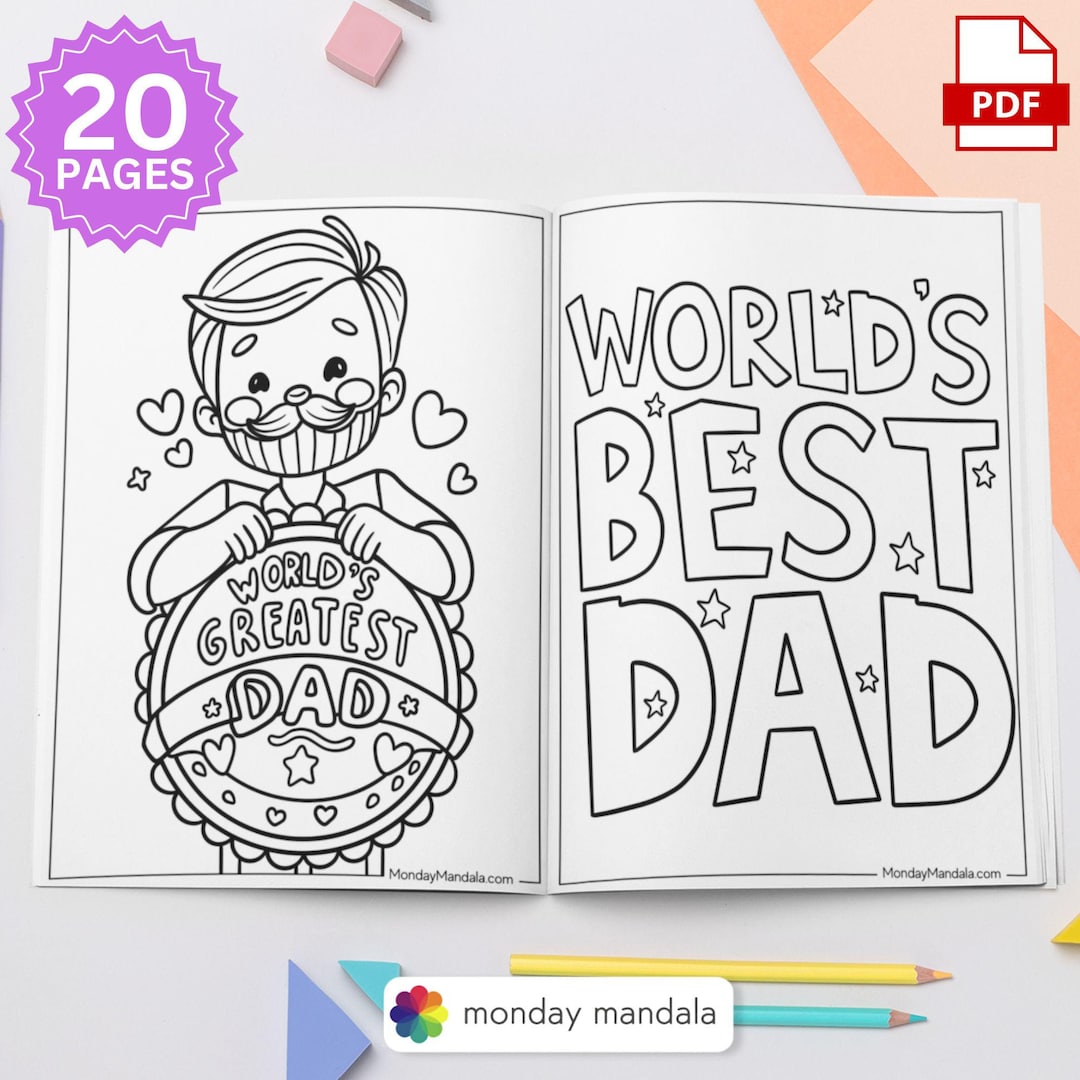 Father's Day Coloring Book Dad Coloring Page Holiday Printable PDF ...