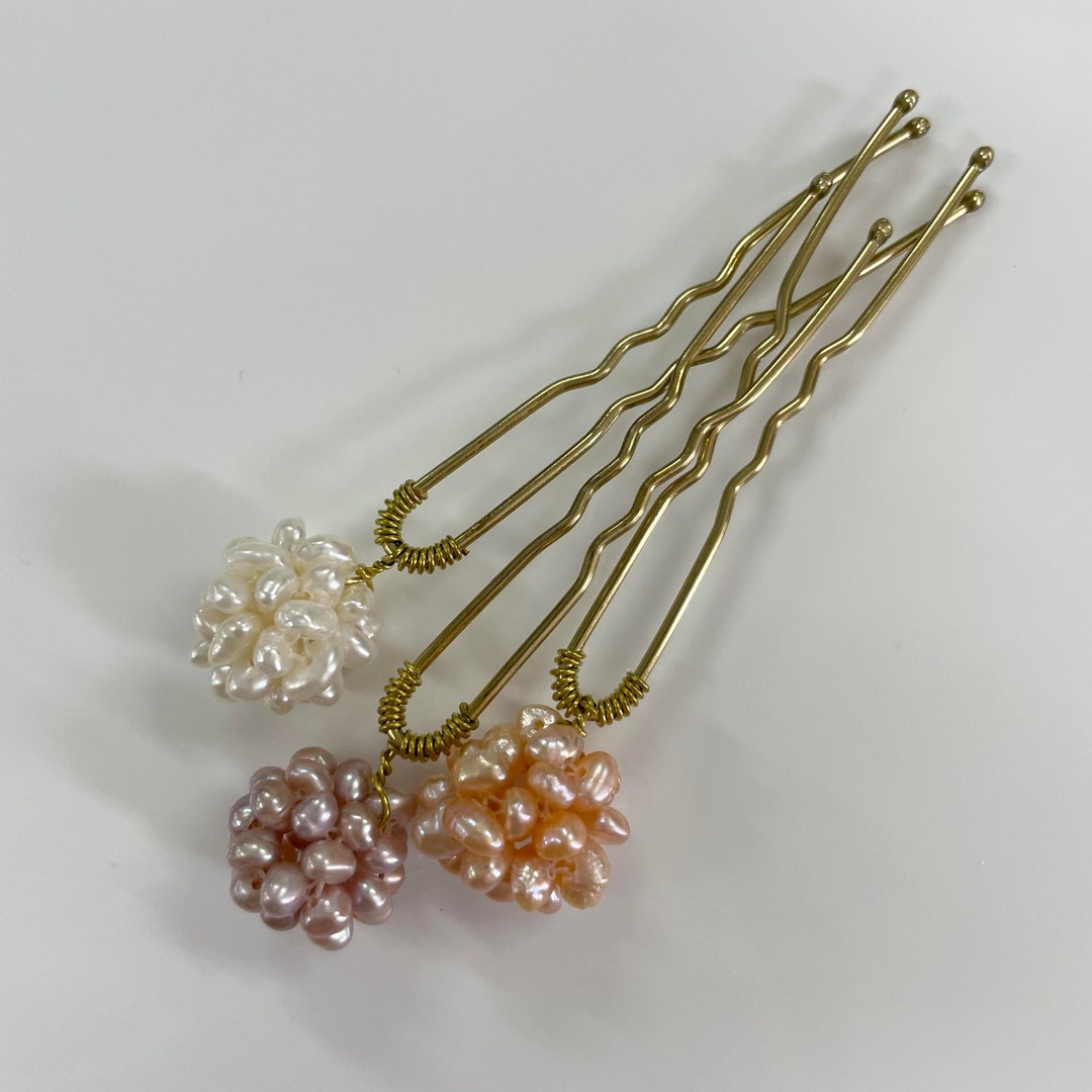 Cluster of Fresh Water Pearls Ball Hair Pin-baroque Pearl Wedding Hair ...