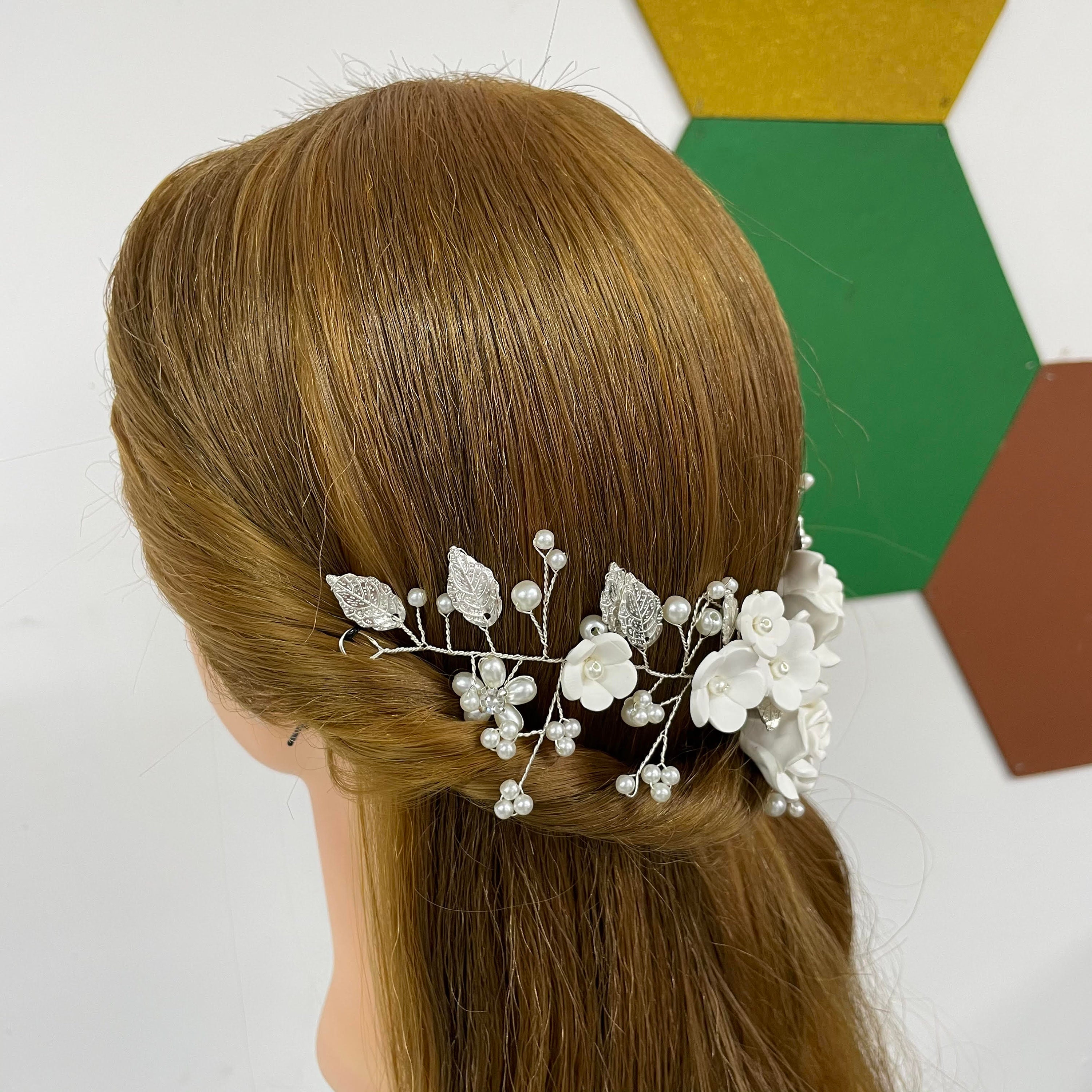 Floral Hairband-polymer Clay Wedding Hair Vine-white Hair Piece for ...