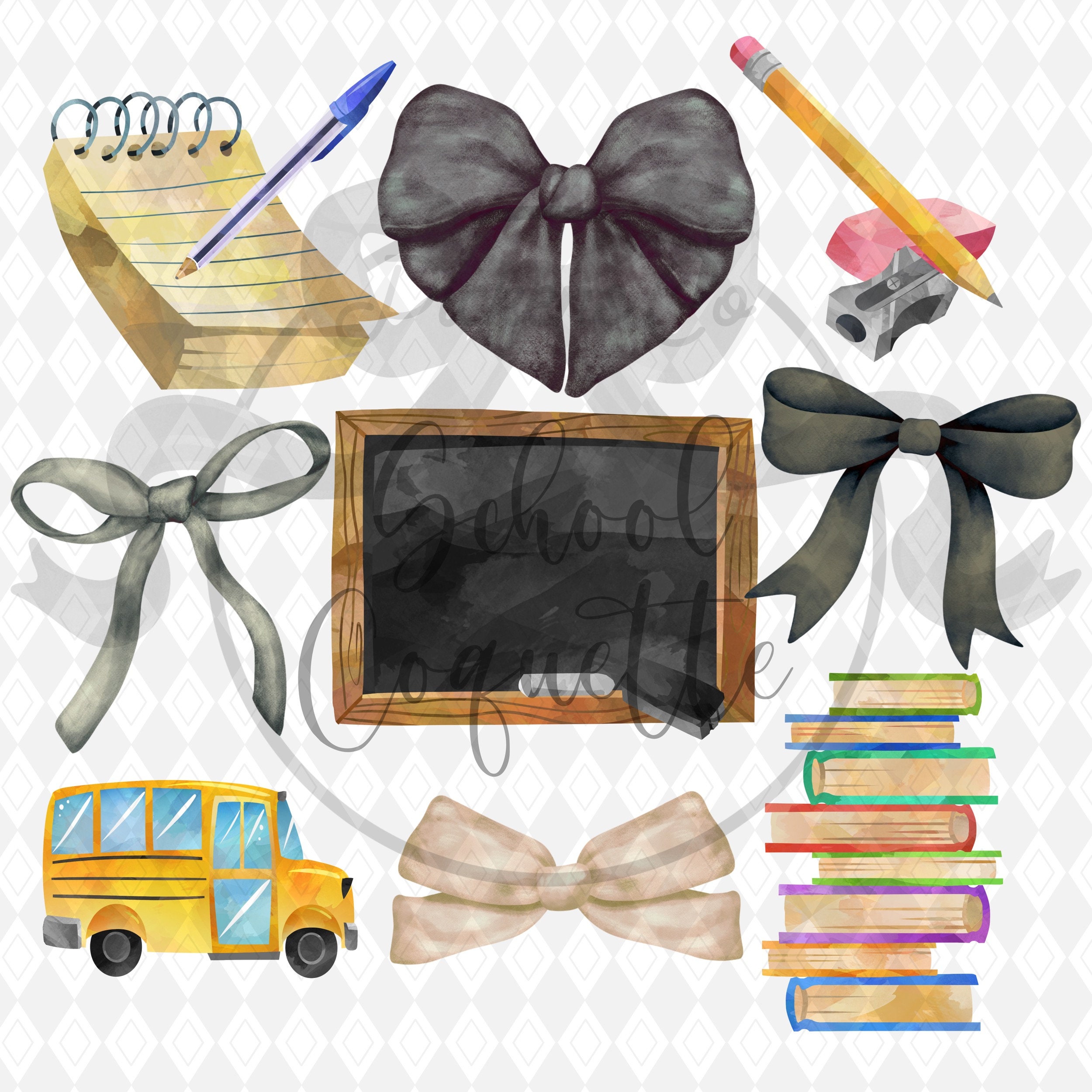 Coquette Teacher School Watercolor PNG Watercolor Coquette Design ...