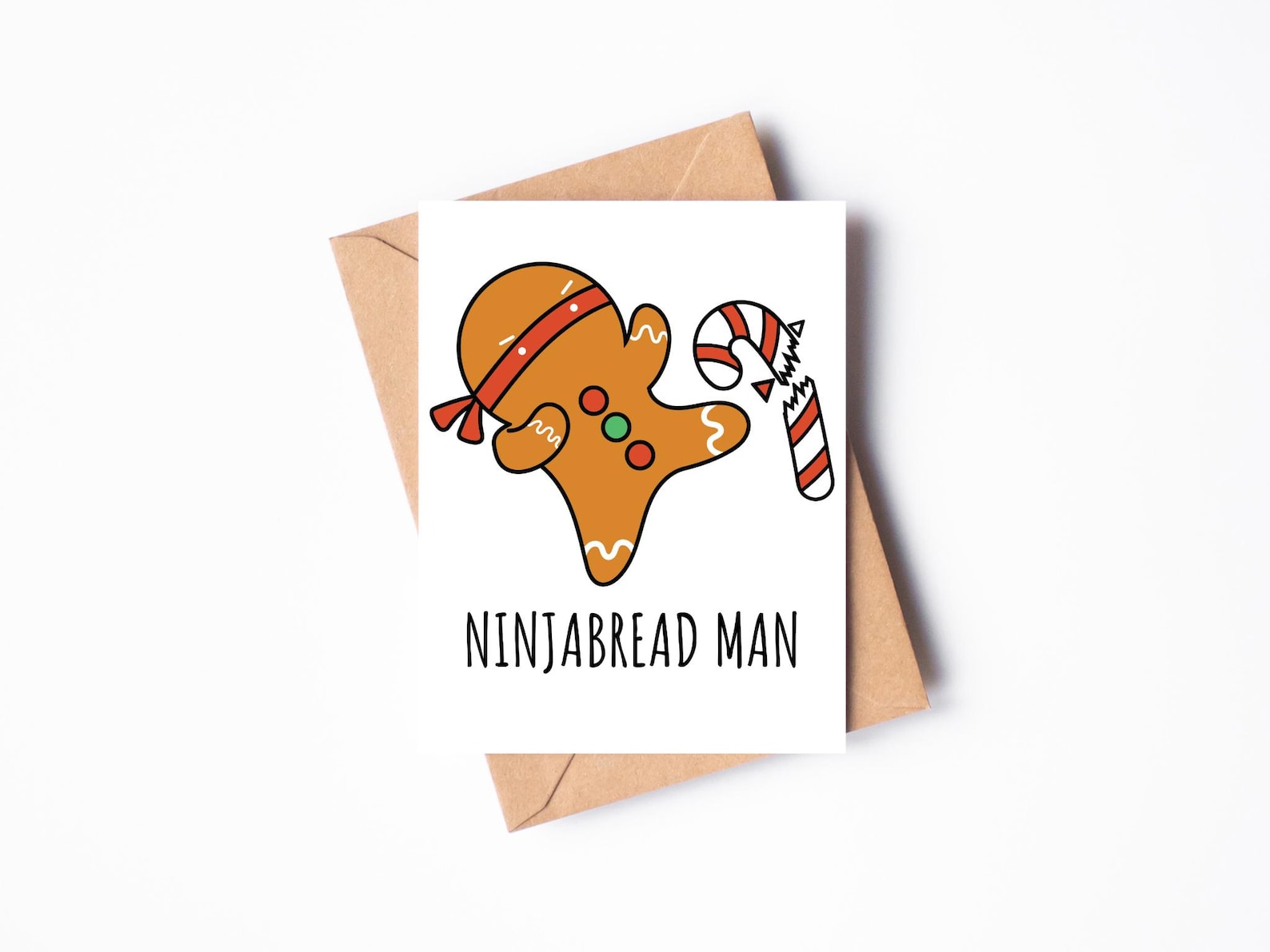 Funny Christmas Cards, Ninjabread Man Card, Ninja Gingerbread Man ...