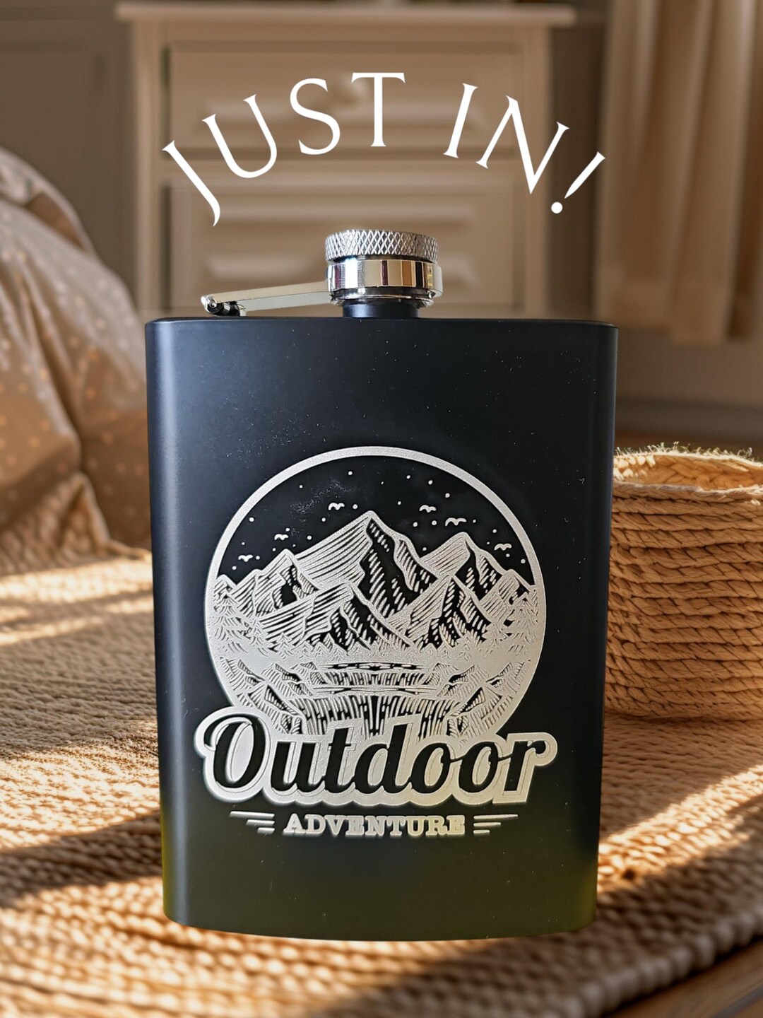 Outdoor Adventure Hip Flask – Laser Engraved Stainless Steel Flask ...