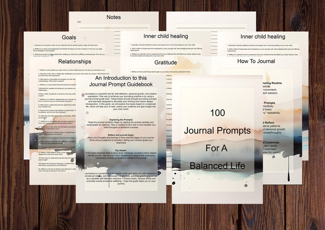 100 Journal Prompts for a Balanced Life | Mindfulness | Growth ...