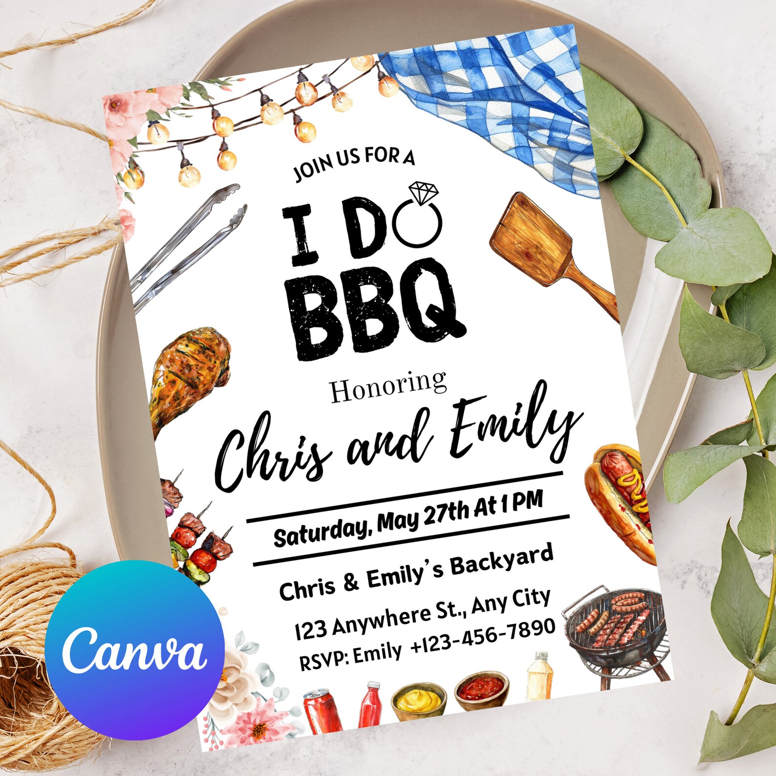 I Do BBQ Invitation Template BBQ Engagement Party Invitation Digital ...