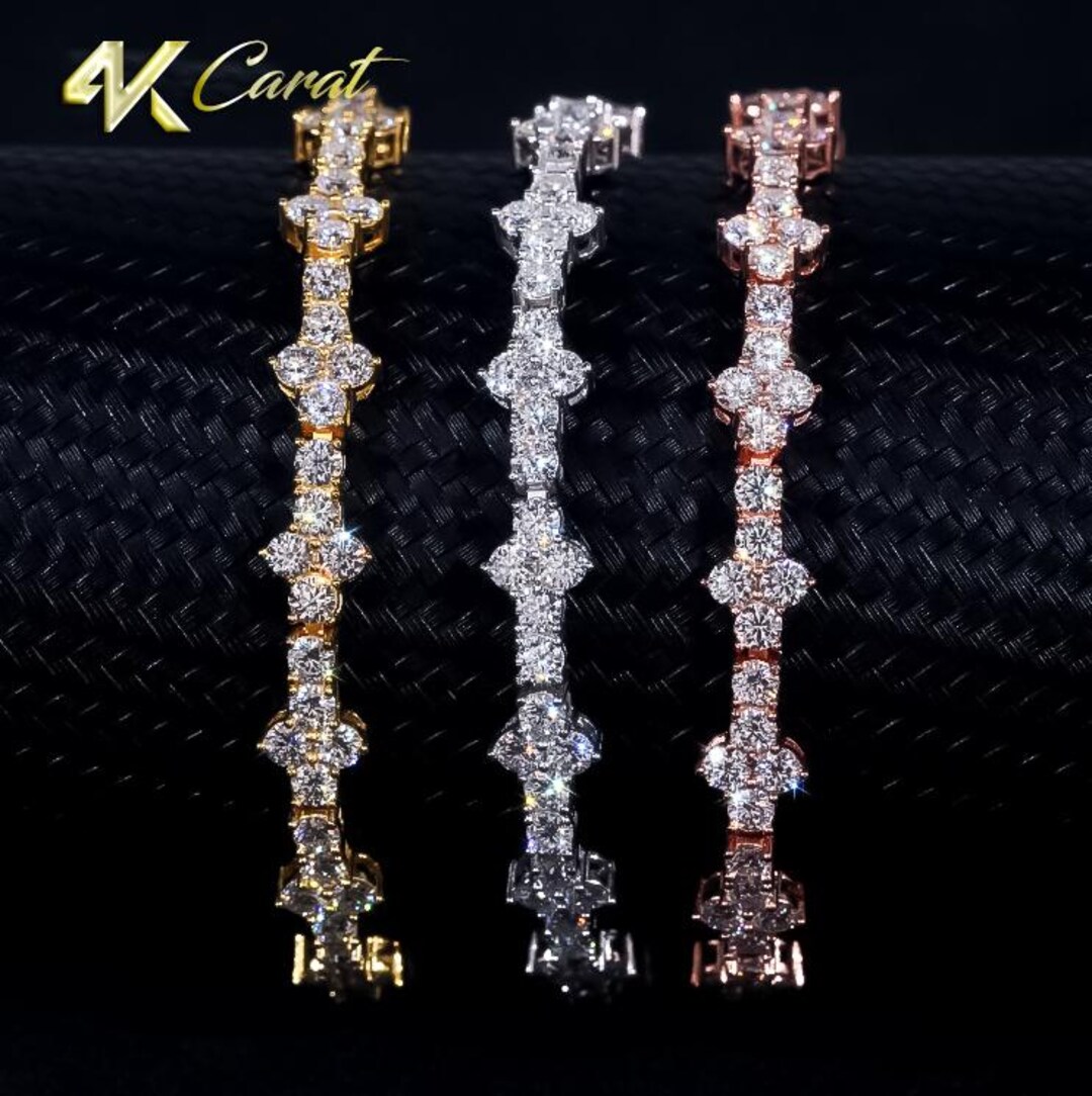 Four Leaf Clover Cross Tennis Chain Bracelet - Etsy