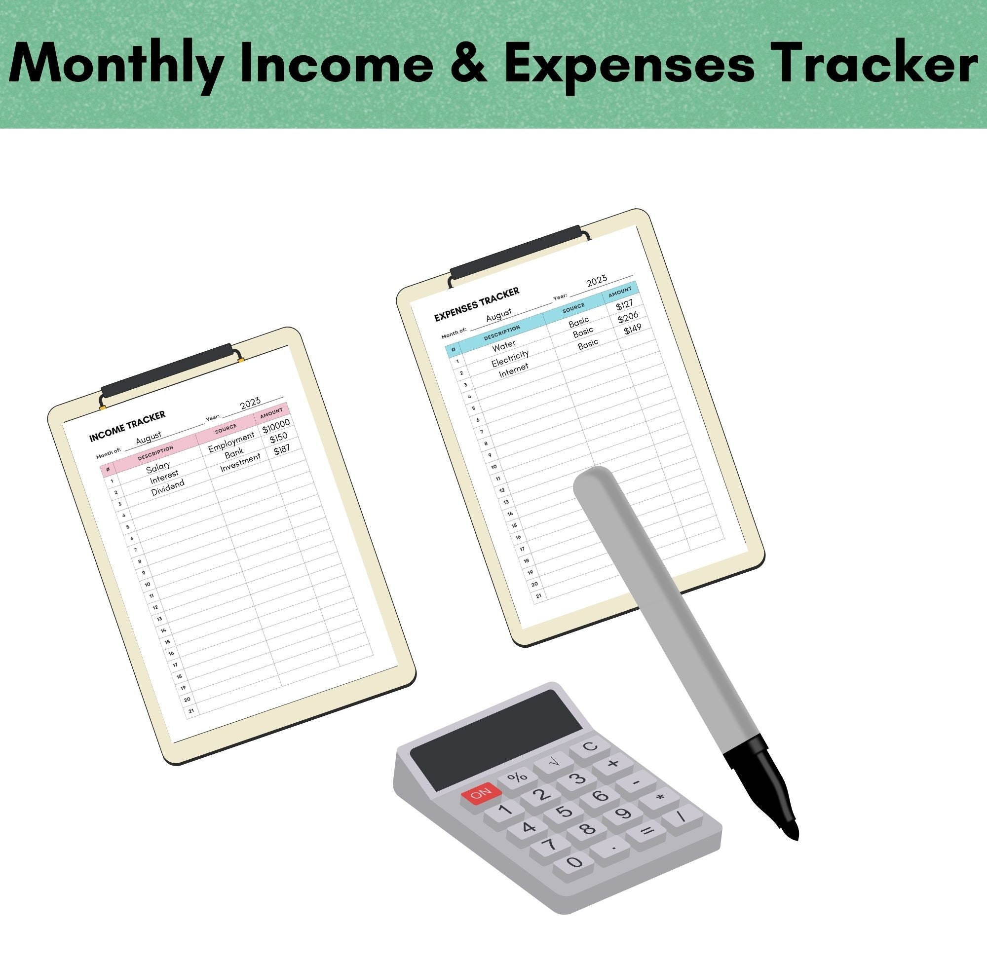 Income Tracker Printable, Monthly Income Tracker, Income and Expense ...