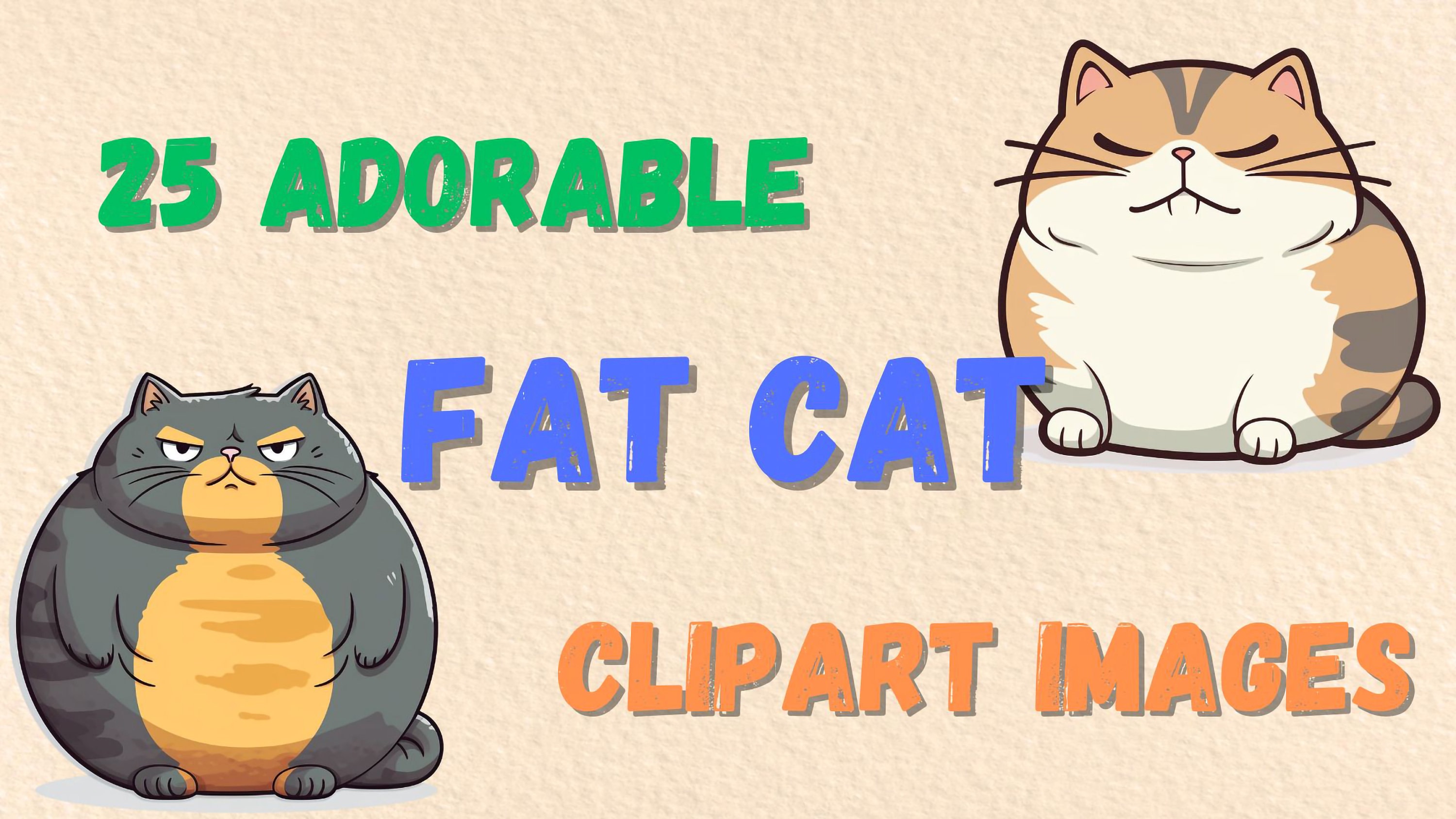 Adorable Fat Cat Clipart, Kitty Icons, Cat Cartoons, Cute Fat Cat Clip ...