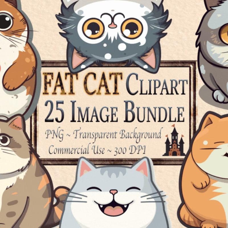 Fat Cat Art - Etsy