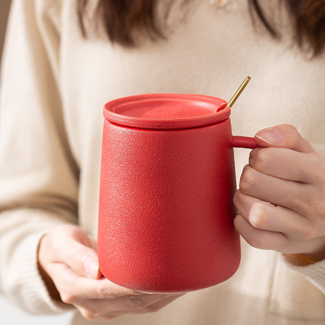 European Mug Stoneware Retro Coffee Cup Milk Tea Water Cup Red ...