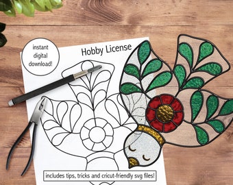 PATTERN - Folk Art Beetle Leadlight Stained Glass Suncatcher - Etsy