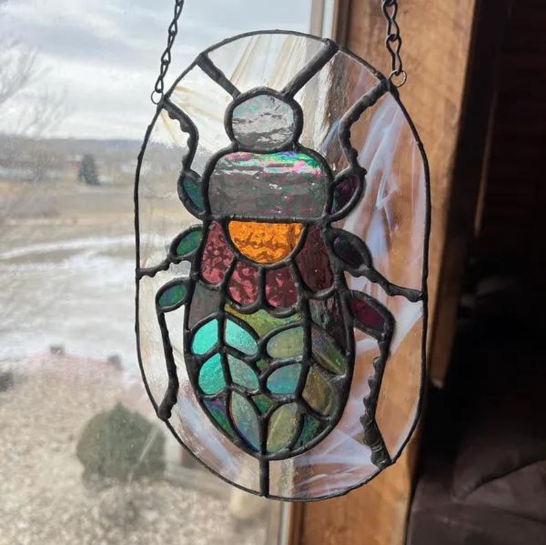 PATTERN - Folk Art Beetle Leadlight Stained Glass Suncatcher - Etsy