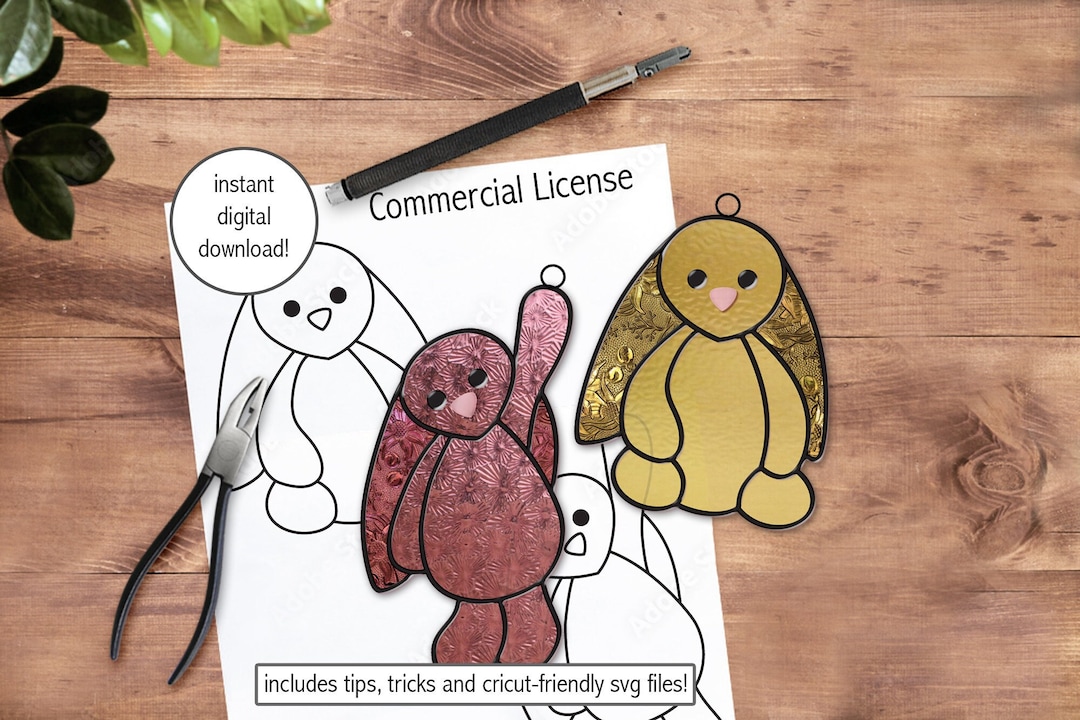 PATTERN Bunny Leadlight Tree Ornament Suncatcher Jellycat Style ...