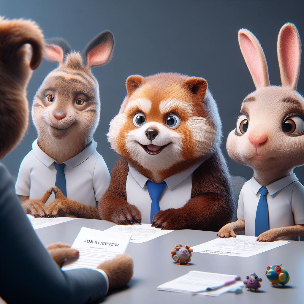 Digital Download: Animal Job Interview, AI Art, Cartoon, Animation - Etsy