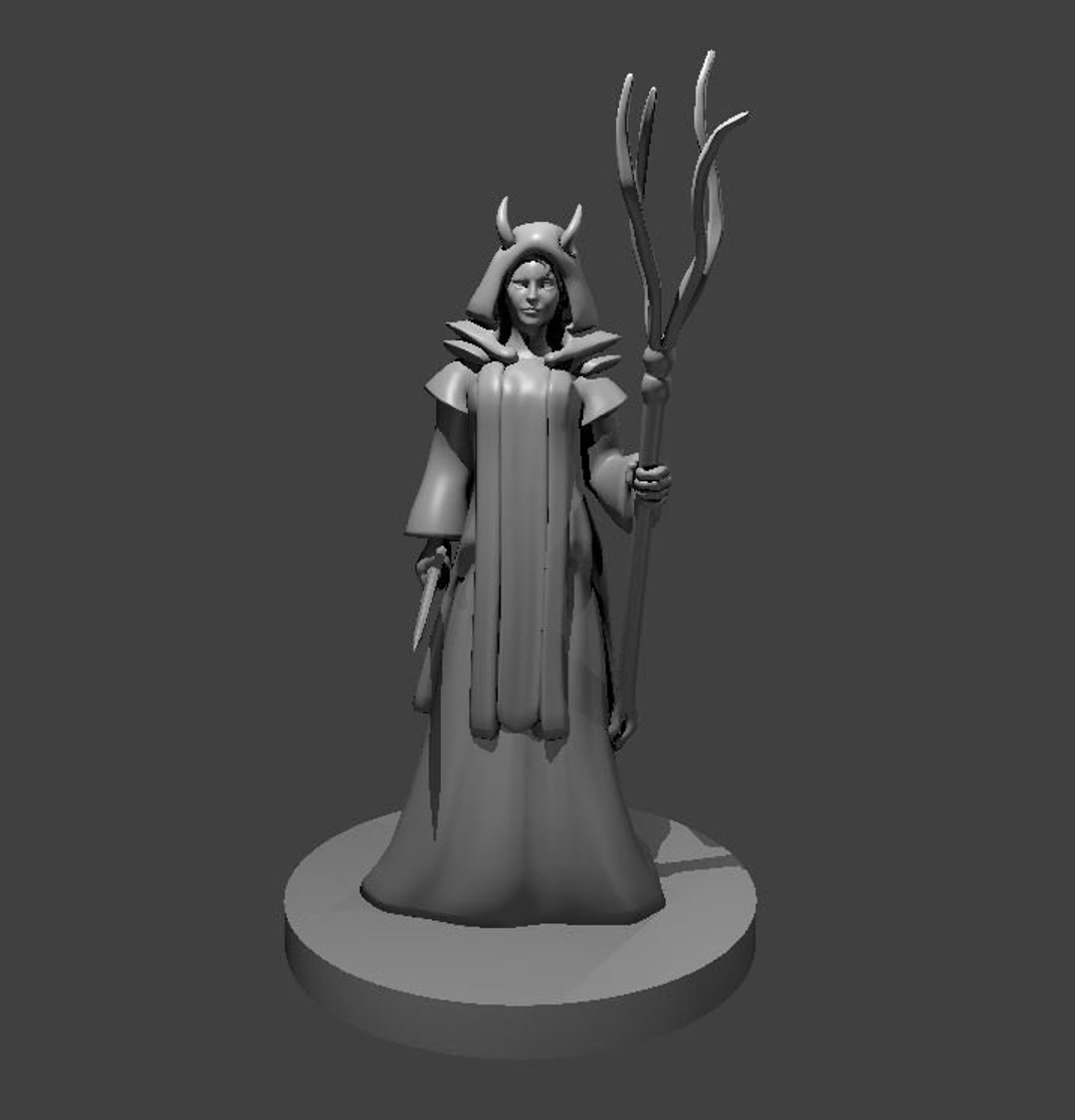 Tiefling Wizard With Archmage Robes and Tentacle Staff Resin Miniature ...