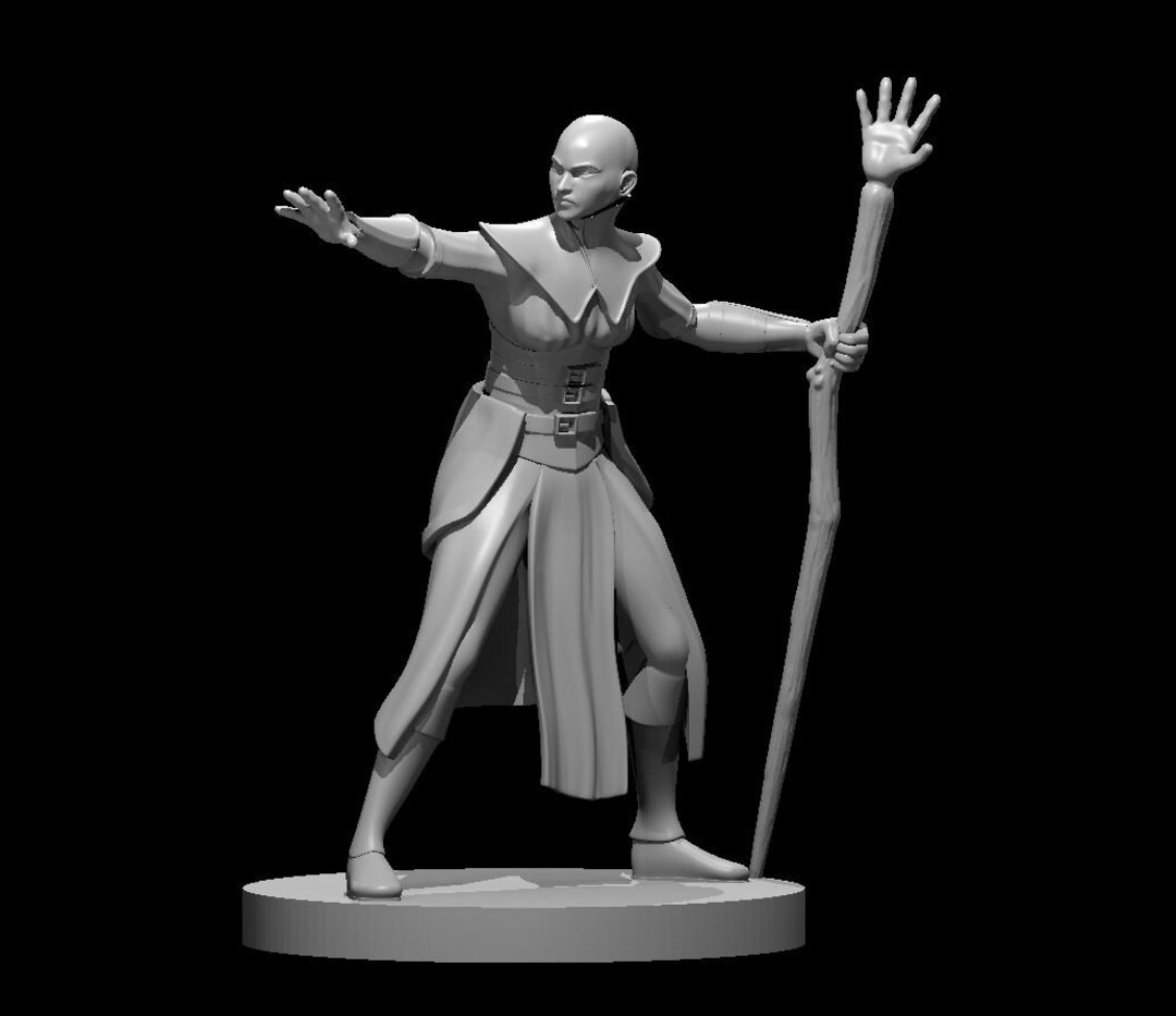 Human Female Wizard 2 | Bald With Staff of Withering | Resin Miniature ...