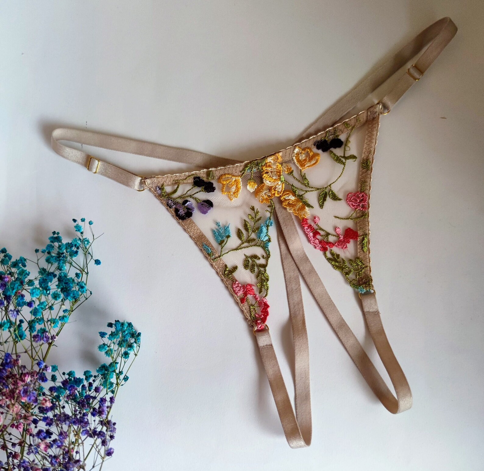 Uncensored Lingerie: Extreme Open Crotch Panties Thong Floral Lace - Etsy