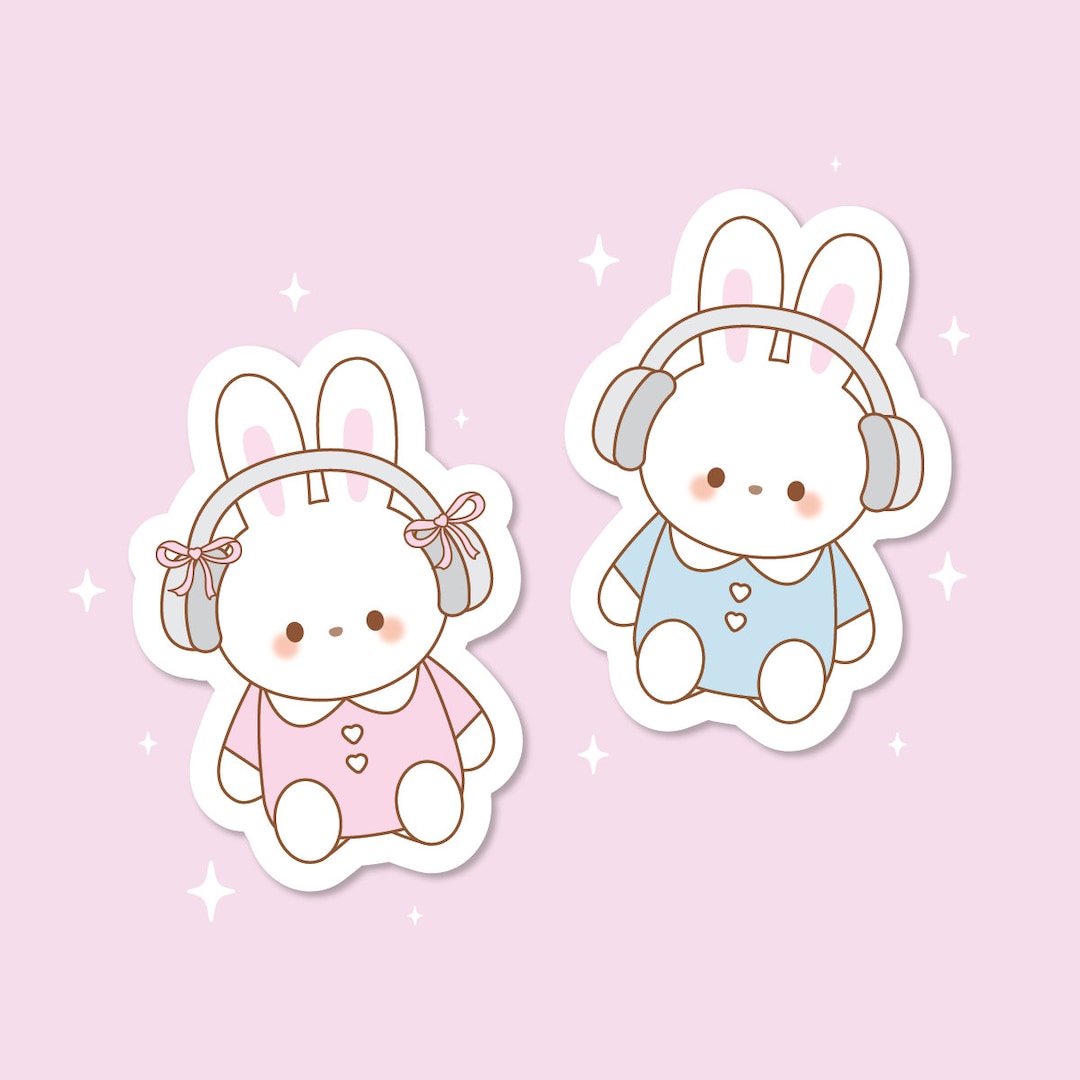 Bunny Headphones Sticker Vinyl Waterproof Sticker Coquette Aesthetic ...