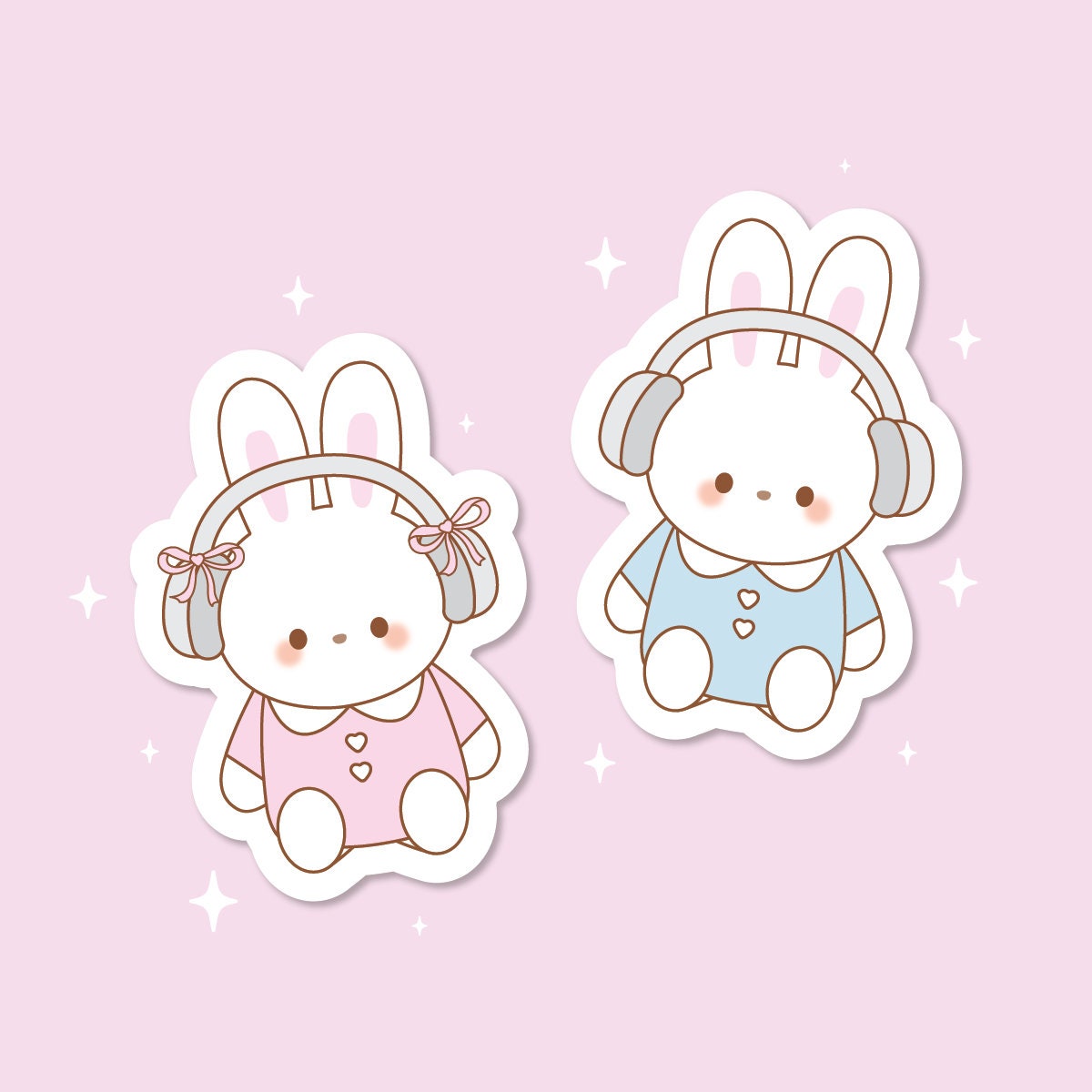 Bunny Headphones Sticker Vinyl Waterproof Sticker Coquette Aesthetic ...