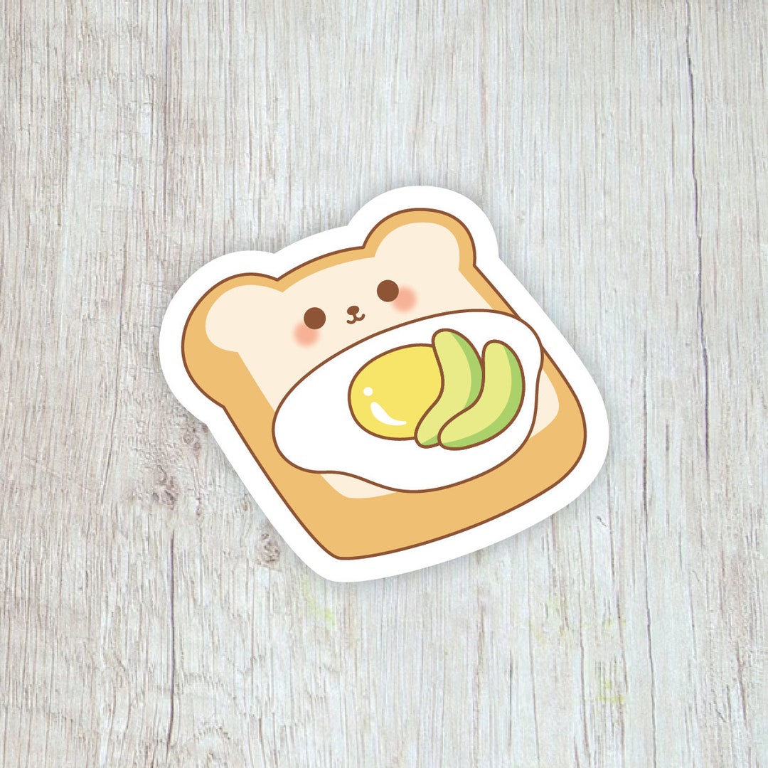 Avocado Toast Bear Sticker | Kawaii Bear Sticker | Vinyl Waterproof ...