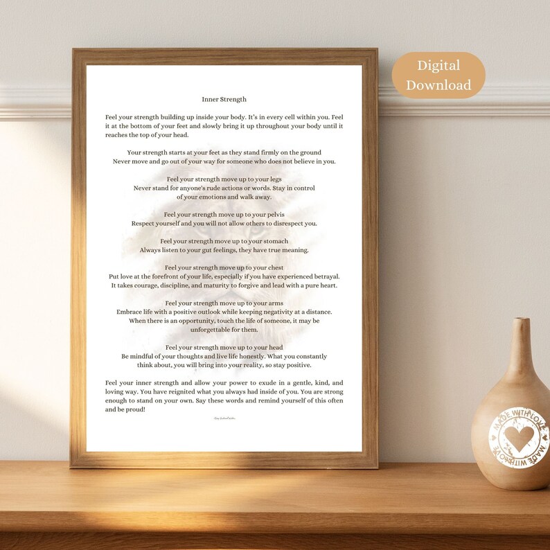 Inner Strength Printable Digital Download Wall Art Encouraging ...