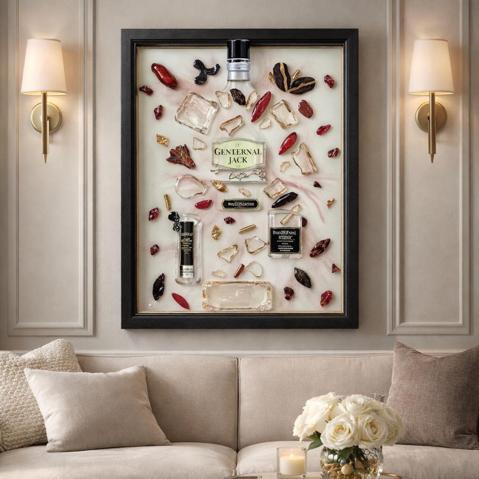 Luxury Whiskey Bottle Wall Art | Custom Memory Frame Design ...