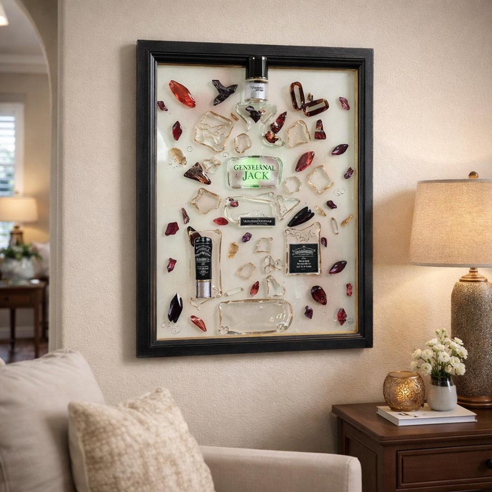 Luxury Whiskey Bottle Wall Art | Custom Memory Frame Design ...