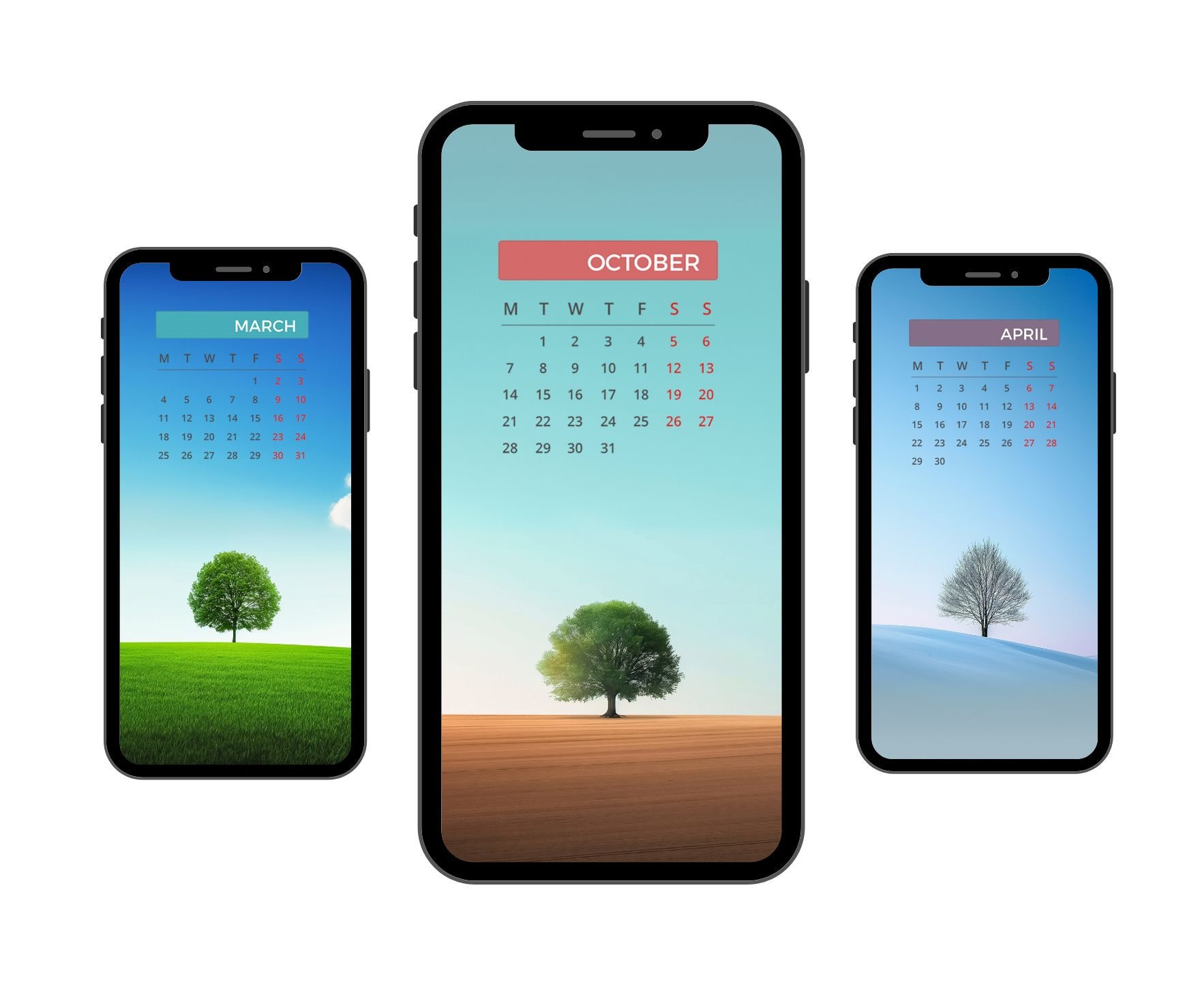 2024 Nature Calendar Mobile Wallpapers – Phone Backgrounds (digital ...