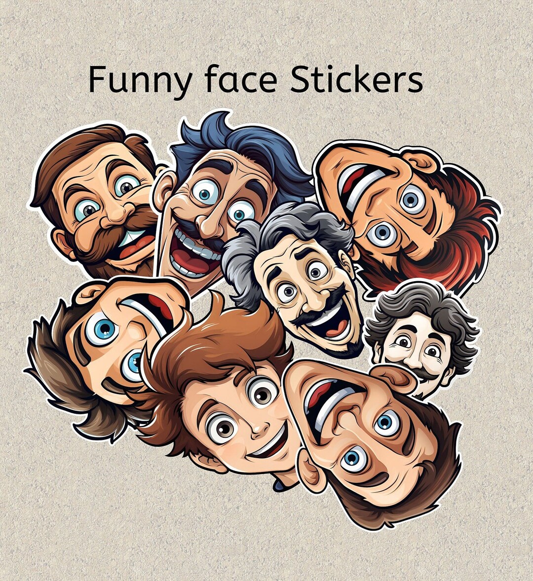 Funny Face Stickers Set of 10 Stickers PNG File Format - Etsy
