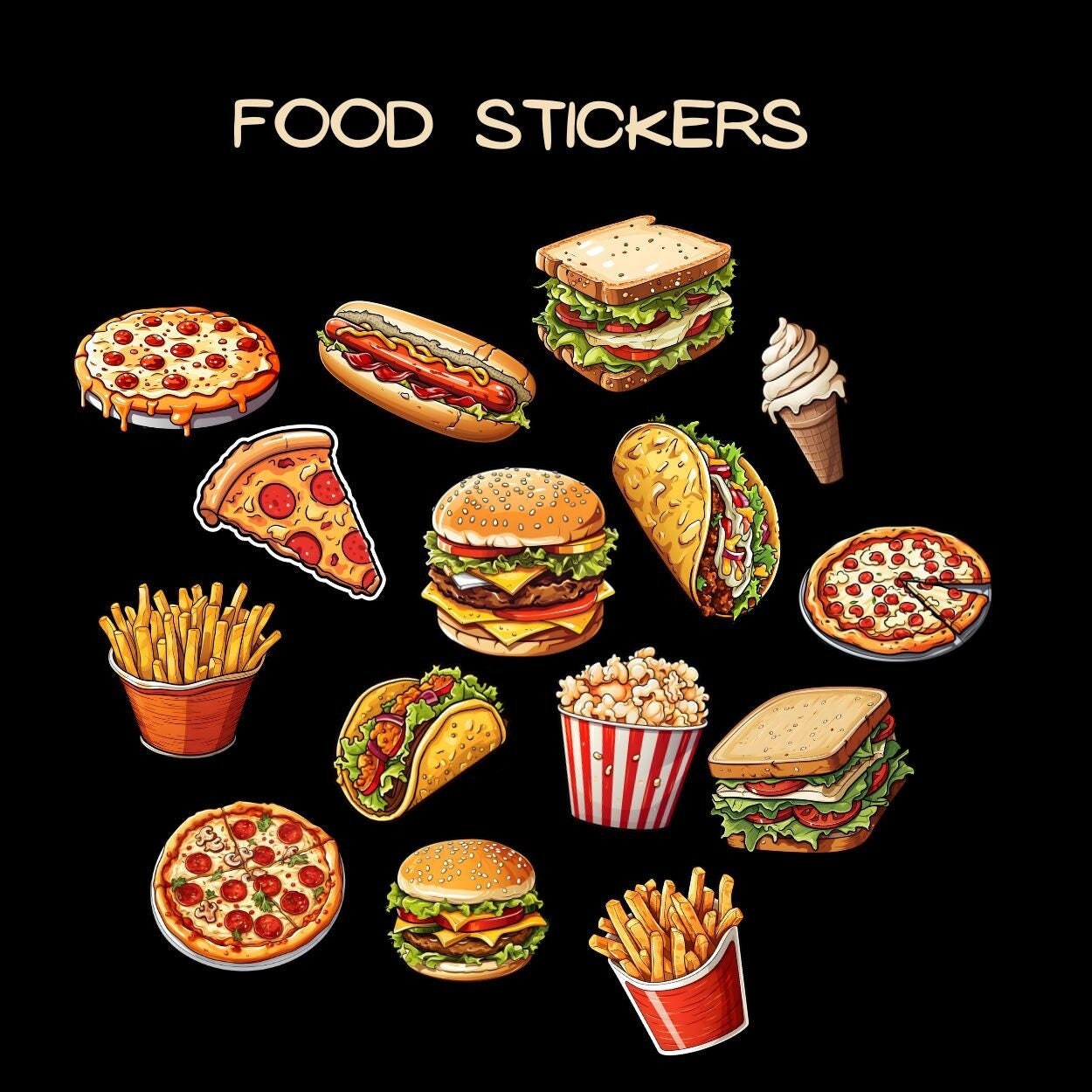 Set of 20 Delicious Food Stickers PNG Format Digital - Etsy