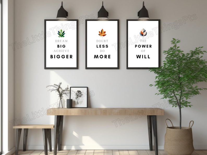Empowering Office Decor Set of 3 Motivational Quotes With - Etsy