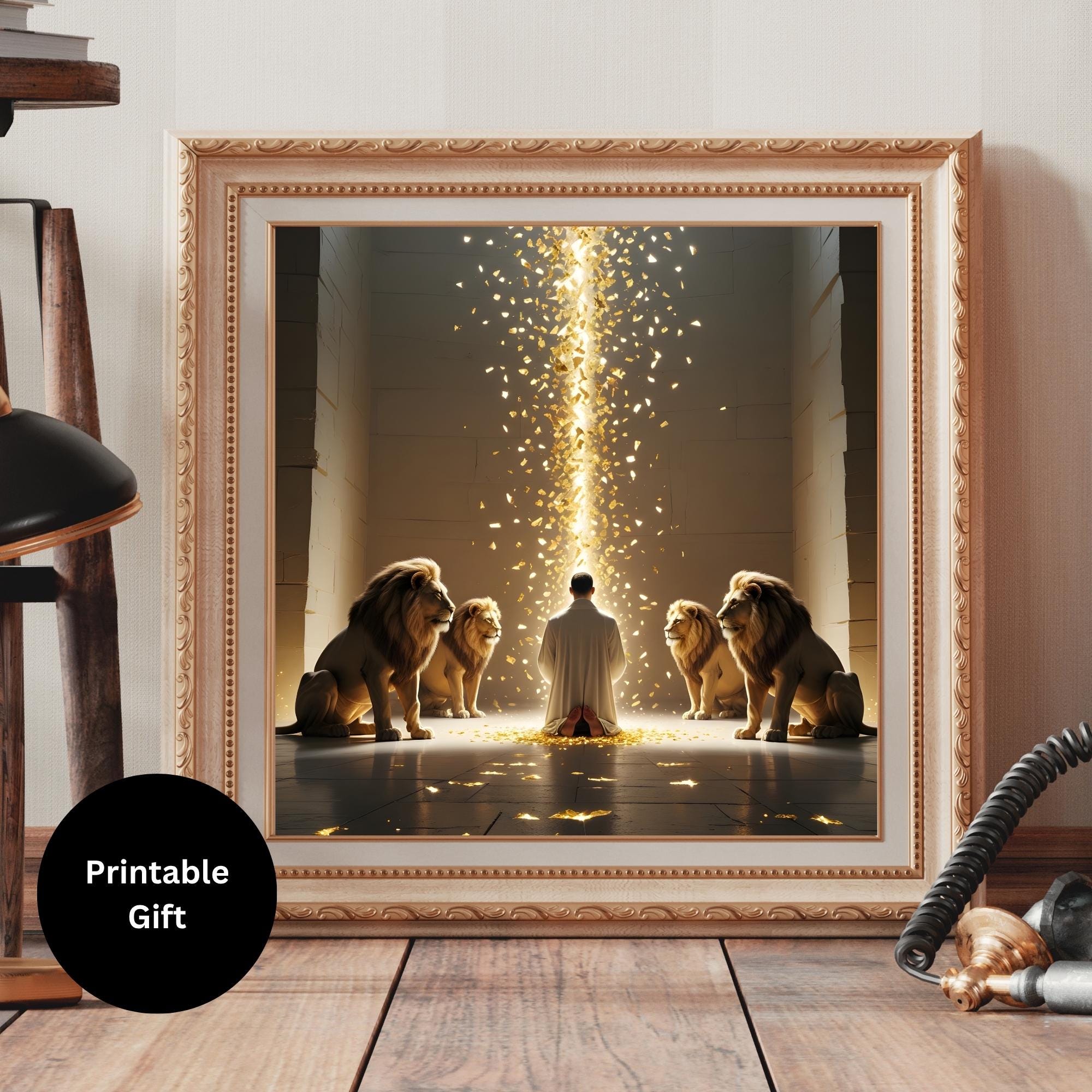 Daniel in the Lions' Den Print: Bible Verse Wall Art (PNG Digital ...