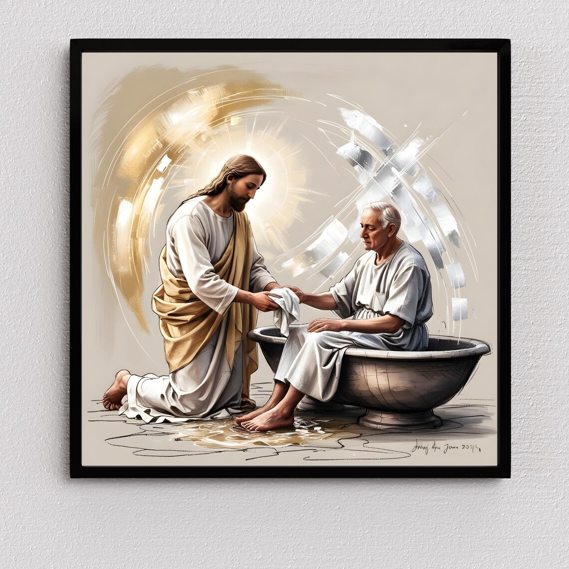 Jesus Washing Feet Art Print, Jesus Washing Disciples' Feet Wall Art ...