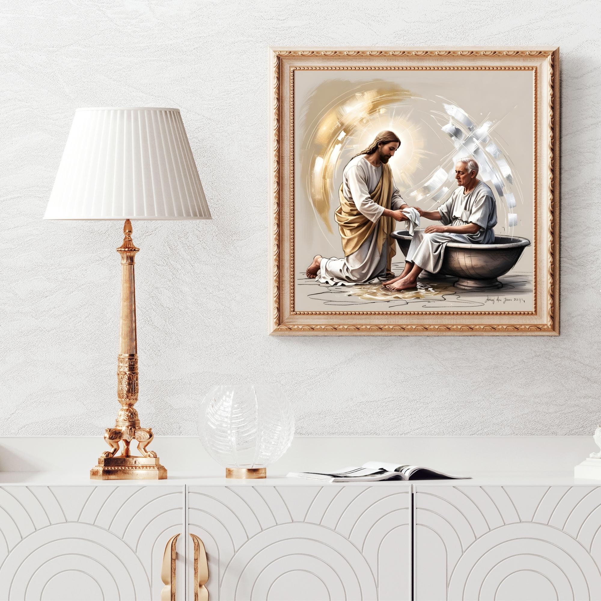 Jesus Washing Feet Art Print, Jesus Washing Disciples' Feet Wall Art ...